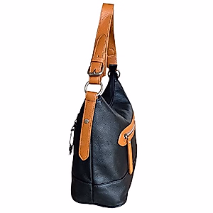 Roma Leathers Gun Concealment Bag - Cowhide Leather - Black/Light Brown