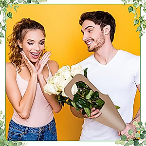 40 Pcs Kraft Paper Flowers Gift Bags Brown Bouquets Bags with Handles Creative Floral Wrapping Paper Bouquet Cone Florist Flower Sleeves for Flower Packaging Wrapping Gift Home Decoration, Medium