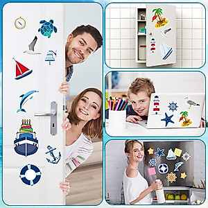 25 Pcs My Birthday Cruise Funny Car Magnets Cruise Door Magnet Flip Flop Boat Anchor Cruise Ship Decorations Magnetic Fridge Magnet Decal Life Preserver Ring Ship Steering Wheel Decorative Magnets