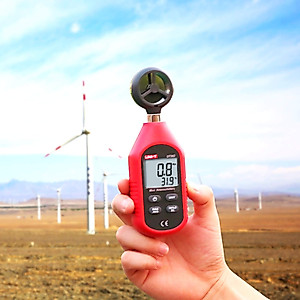 UNI-T UT363 Handheld Anemometer Wind Speed Meter Wind Chill Air Temperature Gauge -14°F to 122°F (-10°C to 50°C) with LCD Backlit Max/Avg Data Hold