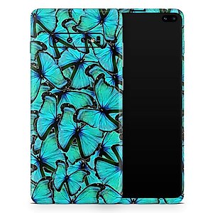 DesignSkinz Turquoise Butterfly Bundle Protective Vinyl Decal Wrap Skin Cover Compatible with The Samsung Galaxy S20 (Screen Trim & Back Glass Skin)