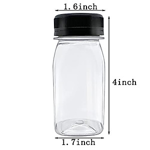 MYYZMY 10 Pcs 4 Ounce Plastic Juice Bottles, Reusable Bulk Beverage Containers for Juice, Milk and Other Beverages, Black lid