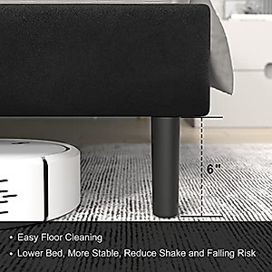 Flolinda Queen Bed Frame, Upholstered Bed Frame Queen Size with Tufted Velvet Headboard, Mattress Foundation, Strong Wood Slat Support Double Bed Frame, No Box Spring Needed, Easy Assembly,Black