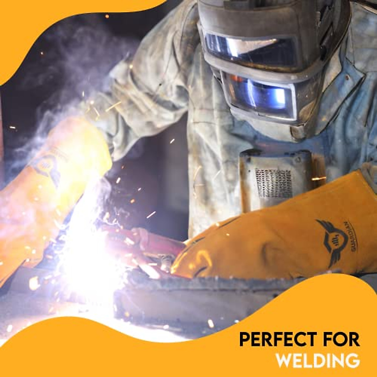 Guardian Leather Welding Heat Resistant Gloves – 16” All-In-One Stick/Mig/ Tig Welding Gloves Use as Mitts BBQ Gloves, Grill Gloves, Oven Gloves & More - Built to Last with Industrial Strength Sewing