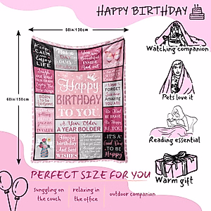 Julazy Birthday Gifts for Women/Men, Birthday Decorations Blanket 50"X60", Birthday Gifts for Mom/Her/Girl/Sister for Women Birthday Unique, Womens Birthday Gifts, Happy Birthday Throw