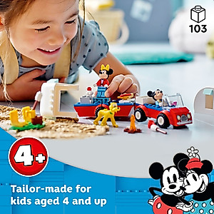 LEGO Disney Mickey Mouse and Minnie Mouse's Camping Trip 10777 Building Toy with Camper Van, Car & Pluto Figure, for Kids 4 Plus Years Old
