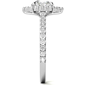 Gemone diamonds 2.50 CT Round Cut Moissanite Engagement Ring 14K White Gold & 925 Sterling Silver Floral Ring For Women Wedding Ring Anniversary Ring (White Gold, 10.5)