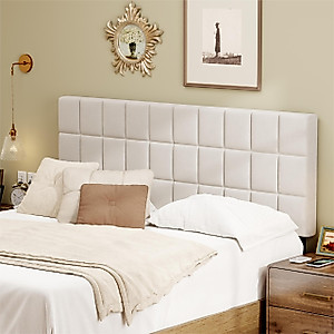 Andeworld Velvet Upholstered Tufted Queen Size Headboard,Wood Head Board with Metal Legs, Adjustable Height from 42” to 56”, Bed Headboard in Modern Design,Backboard for Bed, Beige