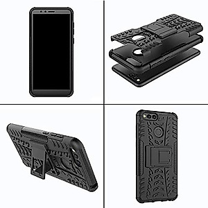 COTDINFORCA Case for Huawei Honor 7X Tyre Pattern Design Heavy Duty Tough Protection Case with Kickstand Shock Absorbing Detachable 2 in 1 Case Cover for Huawei Mate SE/Huawei Honor 7X. Hyun Green