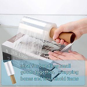 Outus 4 Rolls Wrap Plastic Film with Handle Plastic Bags for Ice Tattoo Plastic Wrap Suitable for Athletic Trainers to Hold Ice Pack in Place for Moving Supplies Stretch Shrink Wrap, 5 Inches x 500 ft