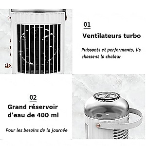 Aire Acondicionado Portatil Para Cuarto | 400ml water tank Mini Air Cooler Fan, Portable Air Cooling Cooler with 3-speeds, 2 Mist Modes | Usb Air Conditioner for Home Office Camping