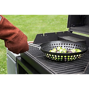 Fox Run Non-Stick Stir Fry Wok/Steamer, 17.5 x 11 x 4.5 inches, Black,5459