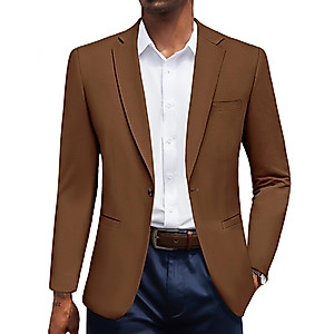 COOFANDY Men's Knit Blazer Jacket Lightweight Sport Coats Brown Casual Suit Jackets Brown XXL