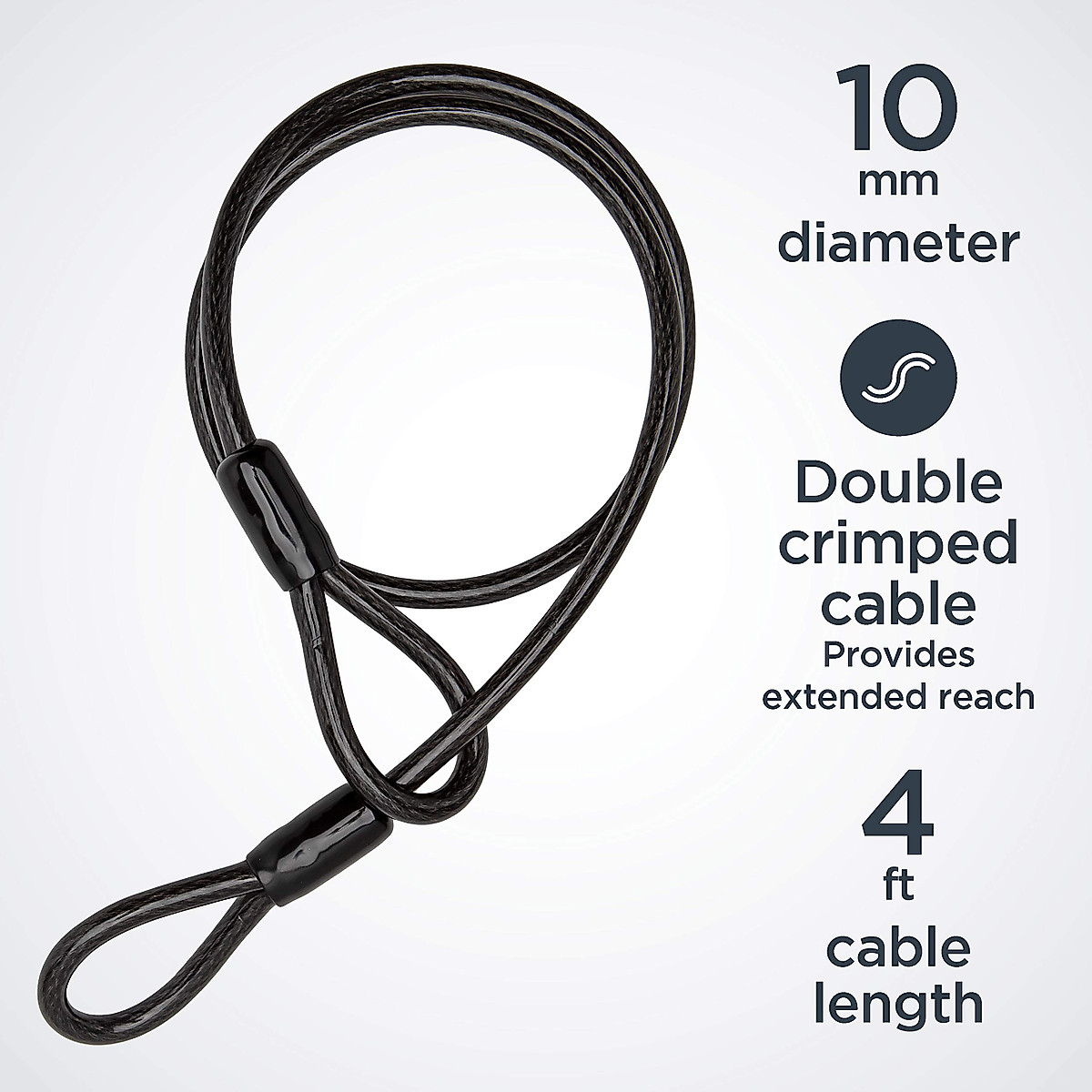 Schwinn Bike Max U-Lock with Double Crimped Cable, 2 Keys Included, 4 feet x 10mm Anti Theft Bicycle Lock, Security Level 5