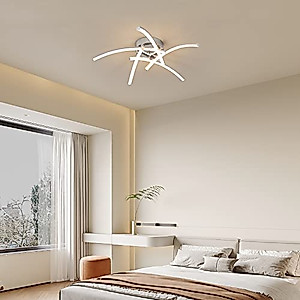 DELIPOP LED Ceiling Light Fixtures, 30W 3000K Curved Design Semi Flush Mount Ceiling Light, 2750LM Light Fixtures Ceiling Mount Modern LED Ceiling Light for Hallway Bedroom Kitchen Living Room