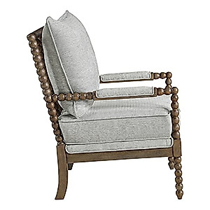 Home Square 2 Piece Linen Fabric Spindle Chair Set with Wood Frame in Smoke Gray