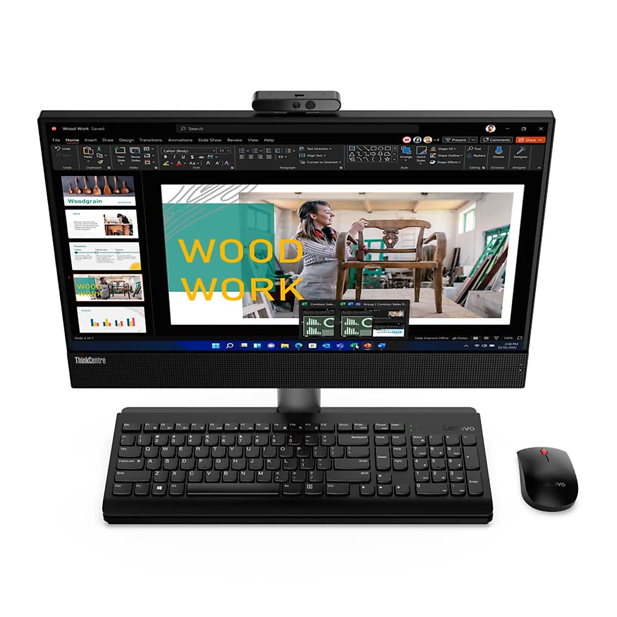 Lenovo ThinkCentre M70a All-in-One Desktop, 21.5" FHD (1920x1080) Non-Touch, Intel Pentium Gold G7400, 8GB RAM, 256GB SSD, Intel UHD Graphics, Webcam, Windows 10 Pro