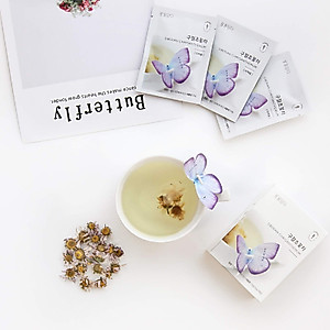KKOKDAM Fancy Korean Tea Set Sampler – 3 Flavor Pink Variety Pack with Butterfly Tea Bags – Perfect and Elegant Korean Gift Box