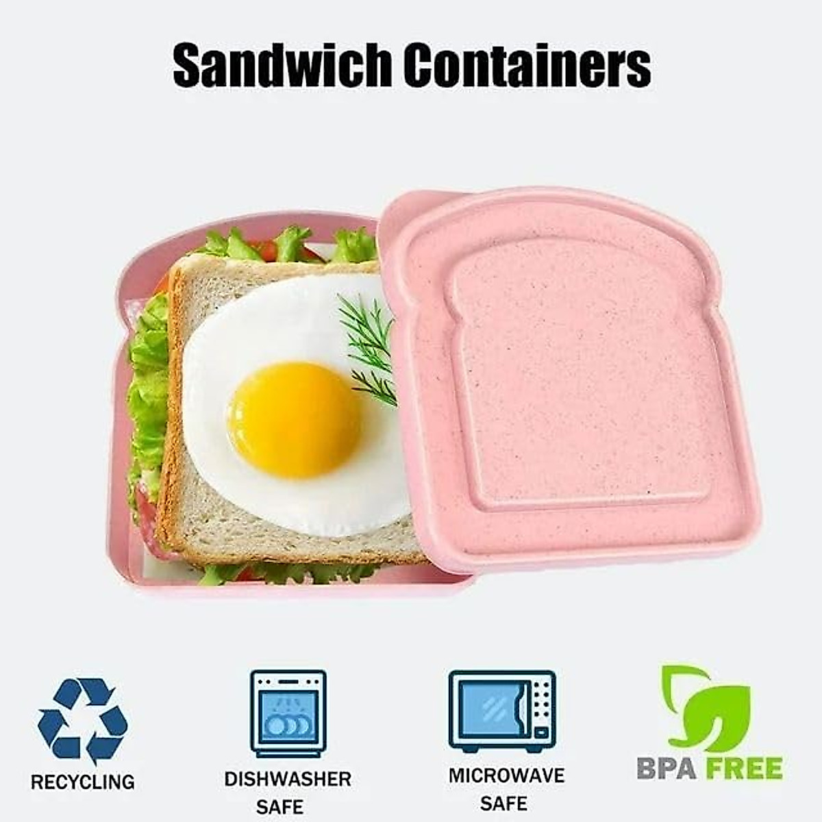 Tangseajiao 1Pc Random Color Sandwich Containers, Sandwich Box Food Storage Toast Shape Holder Plastic for Lunch, Sandwich Keeper for Adults Prep Microwave Food Containers