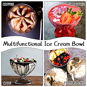 4 Pcs Ice Cream Bowls 8.5 oz Colorful Clear Acrylic Dessert Bowls Dessert Cups Footed Cute Plastic Trifle Bowl for Serving Sundae Salad Ice Cream Cocktail Condiment Fruit Snack Holiday Party