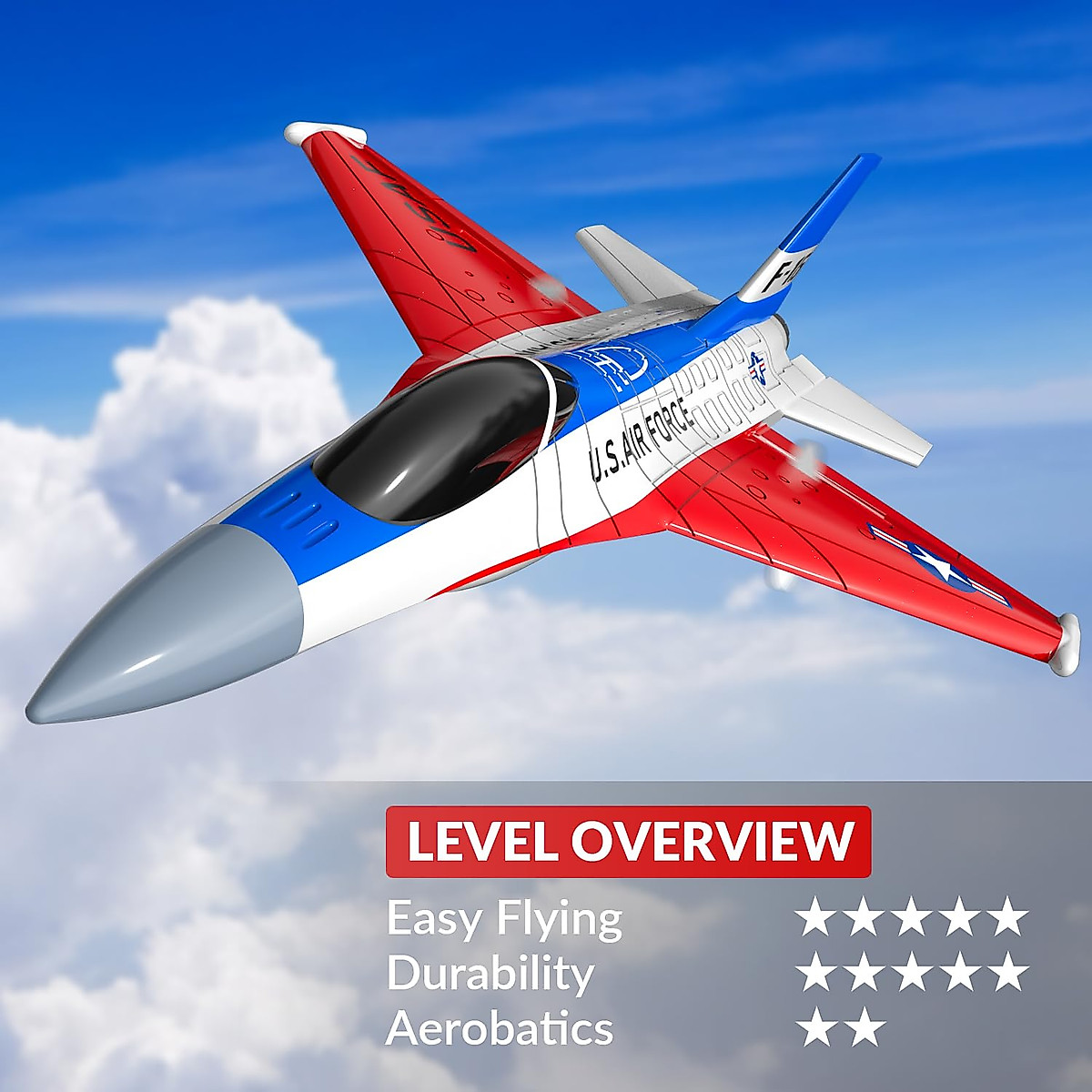 VOLANTEXRC RC Plane F-16 Fighting Falcon - 2.4Ghz 2CH Remote Control Airplane Jet Fighter Ready to Fly with Cool Lights, for Beginners, Boys and Girls (762-4)
