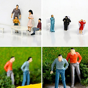 People Figurines, 20 Pcs Model Trains Architectural 1:30 Scale 2.2 Inch Painted Figures Sitting and Standing Tiny People for Miniature Scenes Railway Layout