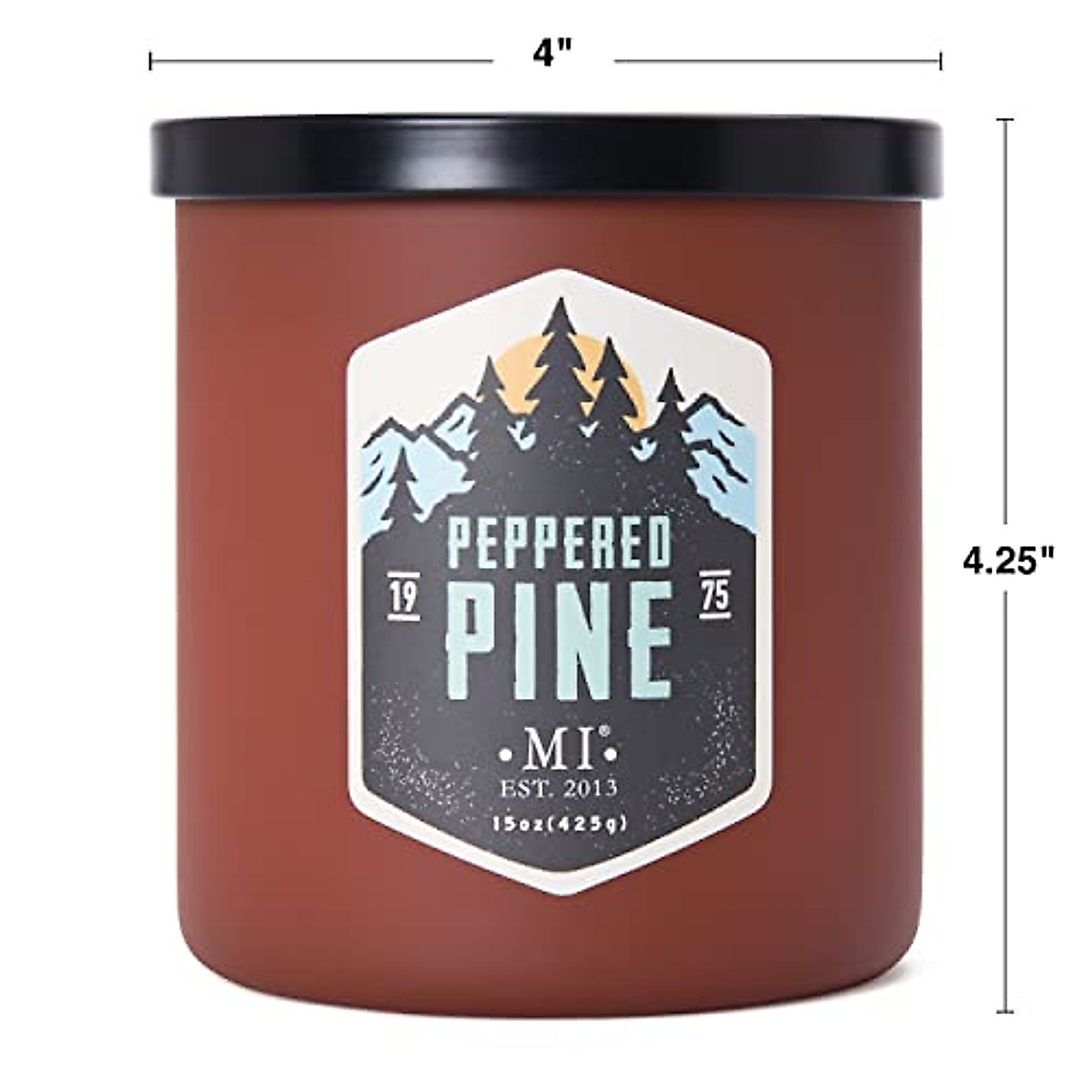 Manly Indulgence Peppered Pine Scented Jar Candle, All American Collection, 2 Wick, Red, 15 oz - Up to 60 Hours Burn