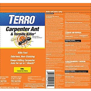 TERRO T1901SR Ready to Use Indoor and Outdoor Carpenter Ant, Termite, and Carpenter Bee Killer Aerosole Spray - 2 Pack 32 Total Ounces