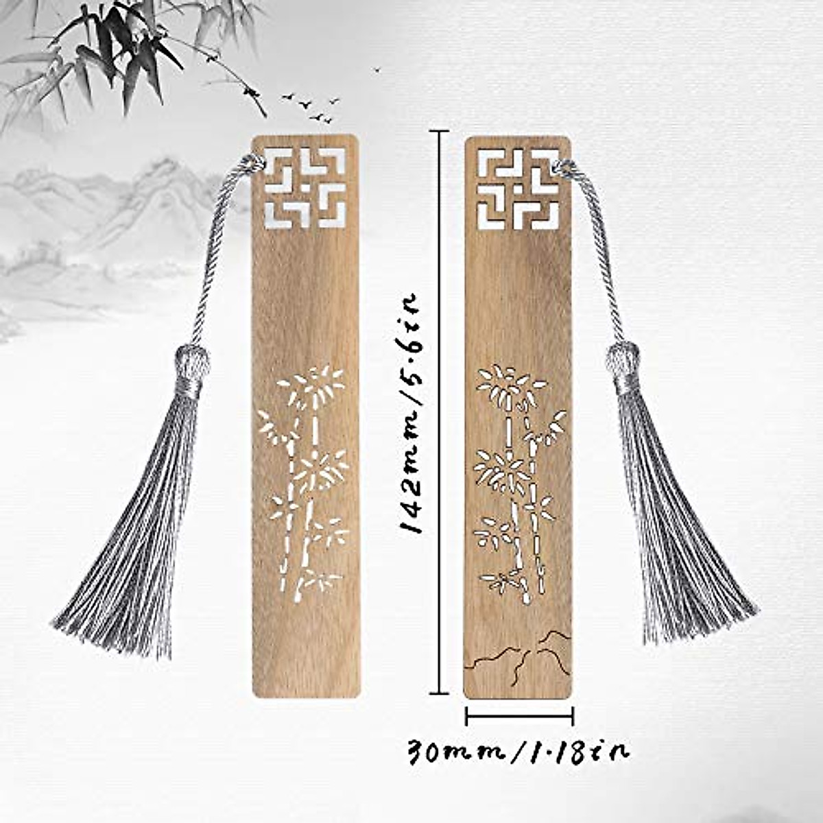 4 Pieces Carving Wooden Bookmark Classical Handmade Wood Bookmark Vintage Chinese Style Bookmarks Hollow Out Book Markers with Chinese Classic Element (Elegant Style)