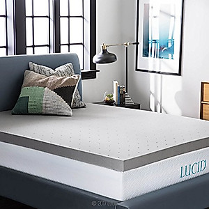 Lucid 3 Inch Mattress Topper King – Memory Foam – Bamboo Charcoal Infusion – Cooling Ventilation – Hypoallergenic – CertiPur Certified Foam