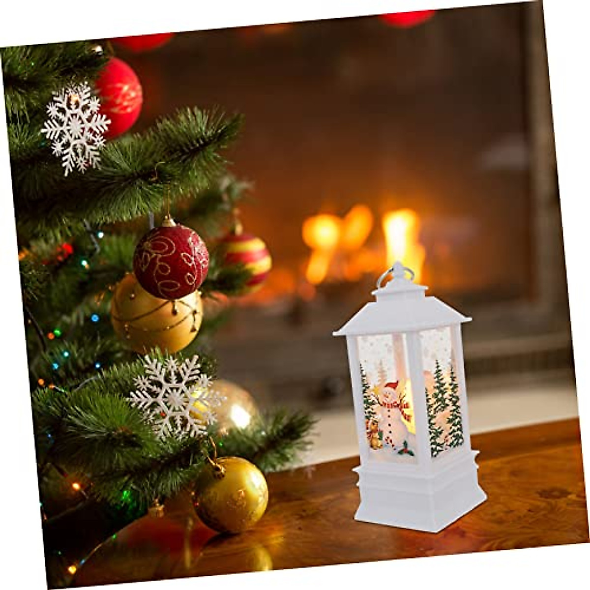 Amosfun 1PC Music Decor LED Lanterns Portable Lantern Christmas Decor Christmas Lantern Nativity Snowglobe Christmas Lamp Glitter Lanterns Musical Snow Globe Large Bedside lamp