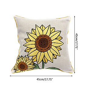 Pillow for Case Sunflower Embroidery Cushion Cover Home Decorative Pillow Cover Sofa Car Bedroom Living Room Office Supp Pillow Cases Standard Size Set of 4 Blue