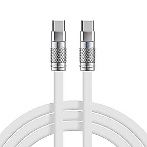 EnergySpot Geek Industrial Style Handmade Custom Type C to C PD 120W Skin-Friendly Silicone Material Fast Charging Cable Metal Plug Shell USB-C Laptop Tablet Phone Universal Charging Cable