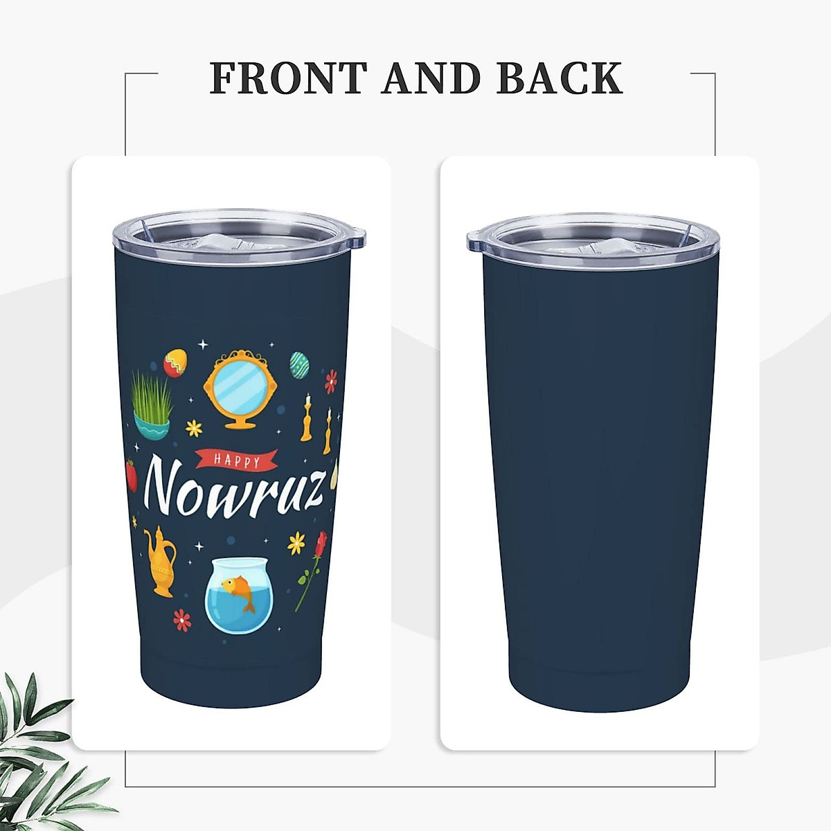 Uniwneds Happy Nowruz Mugs Stainless Steel Tumbler With Lid And Straw 20 Oz Insulated Travel Coffee Mugs Cap Bottle Gifts For Women Men