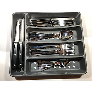 30 Piece Flatware Set for 6, Large Fork, Large Spoon, Small Spoon, Table Knife, Steak Knife