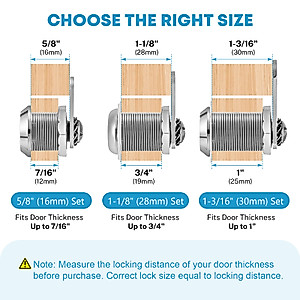 Kohree Cabinet Locks with Keys, 1-1/8 Inch (28mm) RV Locks Cam Locks for Tool Box, Mailbox Locks 5 Pack Keyed Alike, RV Storage Locks, RV Compartment Locks, Drawer Lock, Cylinder Lock, Zinc Alloy