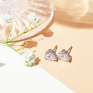 PAVOI 14K White Gold Plated Sterling Silver Cubic Zirconia Stud Earrings for Women Pear 4x6mm