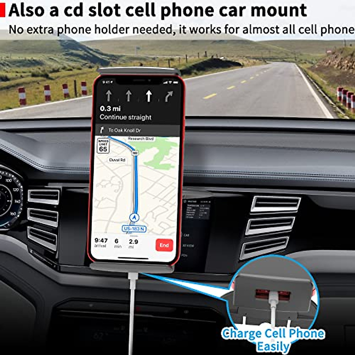 APPS2Car Universal Car Mount [2 in 1] CD Slot Tablet Car Mount for 7-12.4 inch Tablet, CD Player Cell Phone Holder for 3.5-7 inch Smartphone Tablet Car Mount Dash Holder Stand for iPad Pro/Air/Mini