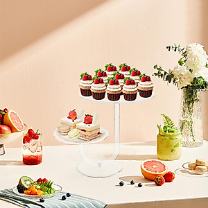 2 Tier Cupcake Stand, Stylish Clear J Shaped Cup Cake Display Stand, Acrylic Cupcake Holder Pastry Tower Dessert Tray for Christmas Birthday Baby Shower Wedding Tea Party