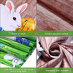 Happy Easter Decorations Easter Backdrops Photography Banner Bunny Grassland Rustic Wood Background Eggs Banner for Jesus Easter Spring Party Decorations, 70.8 x 43.3 Inch