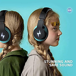 Kids Bluetooth Headphones, Foldable Wireless/Wired Light Up Headset with Microphone, 85dB/94dB Volume Limited Headphones for Boys Girls iPad Tablet Home School