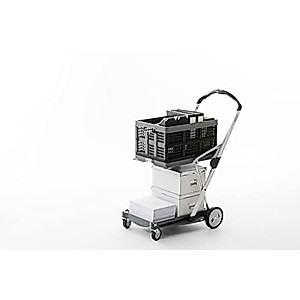 CLAX® The Original | Made in Germany | Multi use Functional Collapsible Carts | Mobile Folding Trolley | Shopping cart with Storage Crate | Platform Truck (Grey)