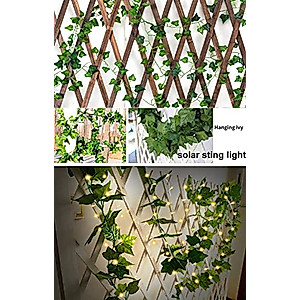 XSFANCYFUN Solar Vine String Light Outdoor Waterproof Artificial Vine Hanging Fairy Lights Fake Maple Ivy Leaf Green Rattan with 13FT/4M 20LED String Lights for Party Wedding Garden Aesthetic Decor