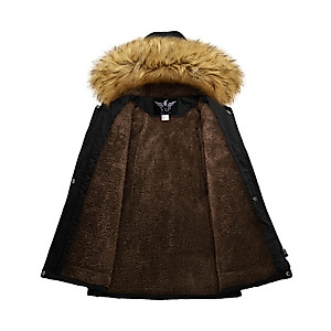 YXP Women's Winter Thicken Military Parka Jacket Warm Fleece Cotton Coat with Fur Hood (Black,M)