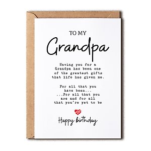 To My Grandpa - Grandpa Birthday Card - Grandpa Is The Greatest Gifts In My Life - Birthday Card For Grandpa - Gift For Grandpa Card- Christmas Gifts For Grandpa