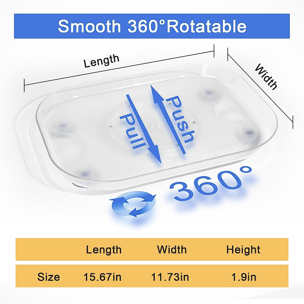 Lazy Susan for Refrigerator, Lazy Susan for Fridge, Refrigerator Lazy Susan 15.7"x11.8", Fridge Lazy Suan for Cabinet Kitchen Countertop Pantry Dining Table