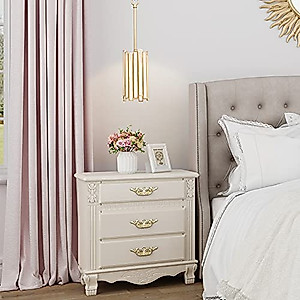 Optimant Lighting Gold Pendant Lighting, Modern Tiffany Glass Cylinder Hanging Light Fixture for Kitchen Island, Hallway, Foyer, Bedroom and Dining Room