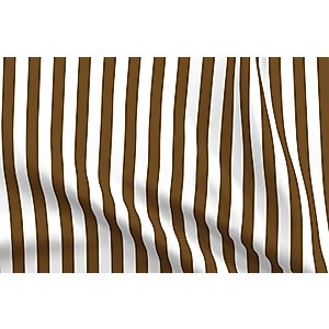 Spoonflower Fabric - Stripes Vertical Dark Brown White Browns Printed on Petal Signature Cotton Fabric Fat Quarter - Sewing Quilting Apparel Crafts Decor