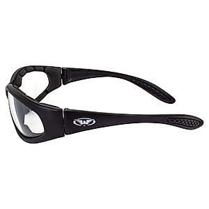 Global Vision Hercules Plus Padded Safety Motorcycle Sunglasses Black Frames Clear + Smoke Lenses