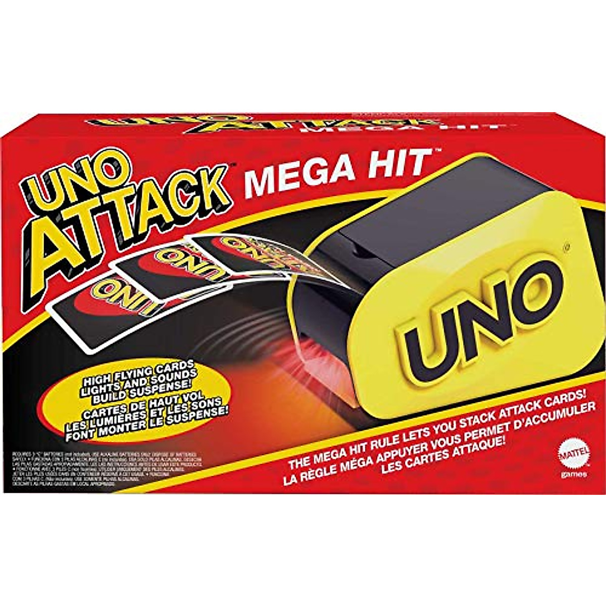 Mattel Games UNO Attack Card Game for Family Night with Card Launcher Featuring Lights & Sounds and Mega Hit Rule (Amazon Exclusive)